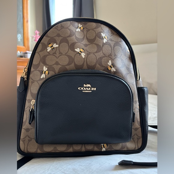 Coach | Bags | Coach Bees Print Court Backpack Signature | Poshmark